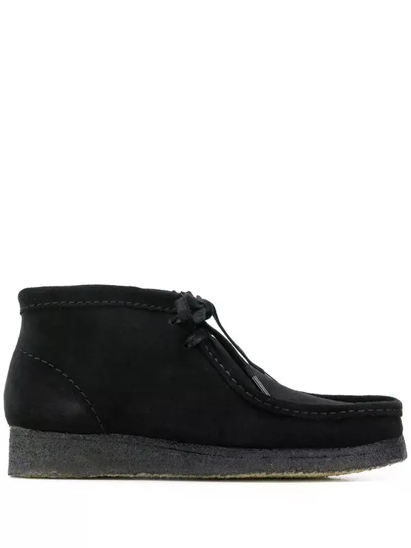 Clarks Leather Square Toe Lace-up Boots - Black