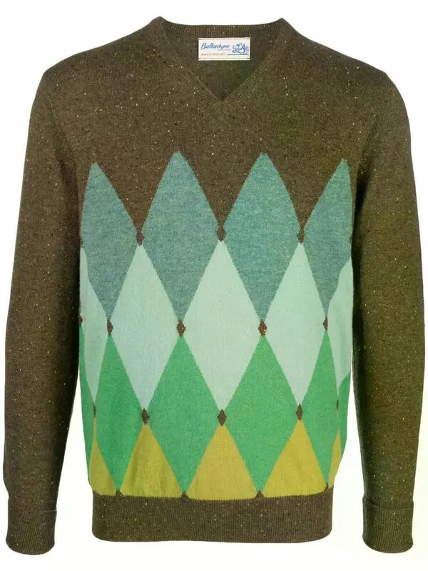 BALLANTYNE Argyle Intarsia Knit Jumper