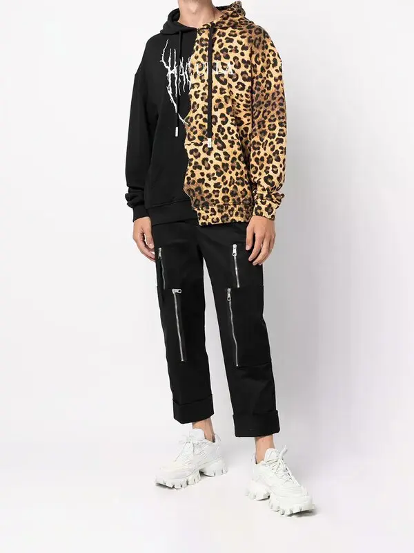 HACULLA. Paneled Leopard-print Logo Hoodie - Black