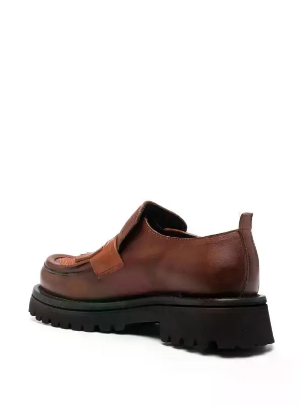 Moma Calf Leather Loafers With Fringe Detail