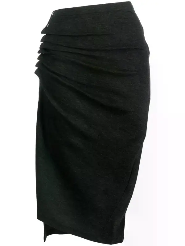 Rabanne Asymmetric Gathered Midi Skirt - Green