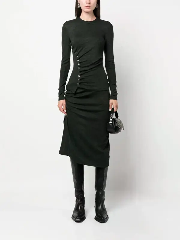 Rabanne Asymmetric Gathered Midi Skirt