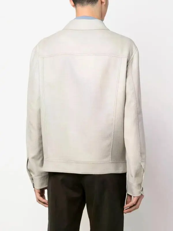 Brioni Beige Virgin Wool Blend Trucker Shirt Jacket