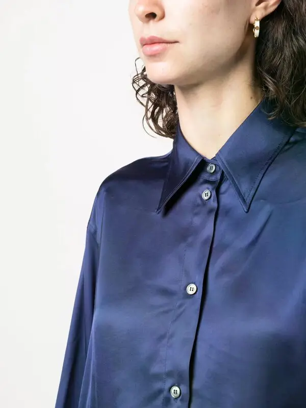 MAISON MARGIELA Sapphire Satin Cut-out Oversized Shirt