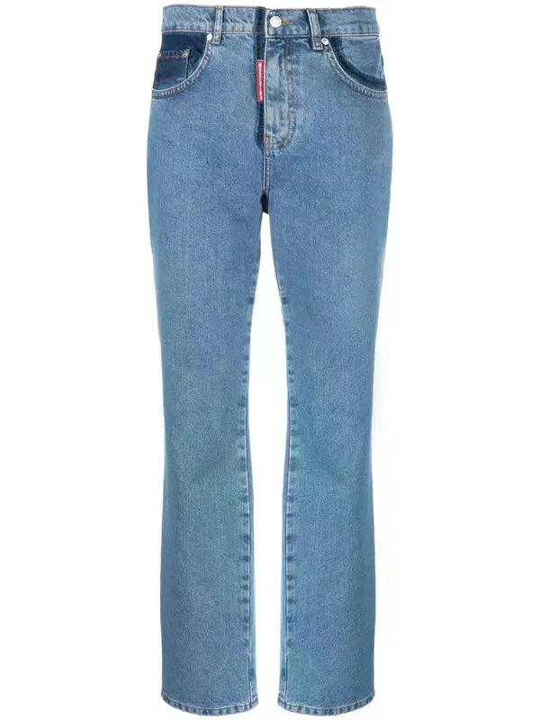 Moschino Two-tone Straight-leg Jeans - Blue