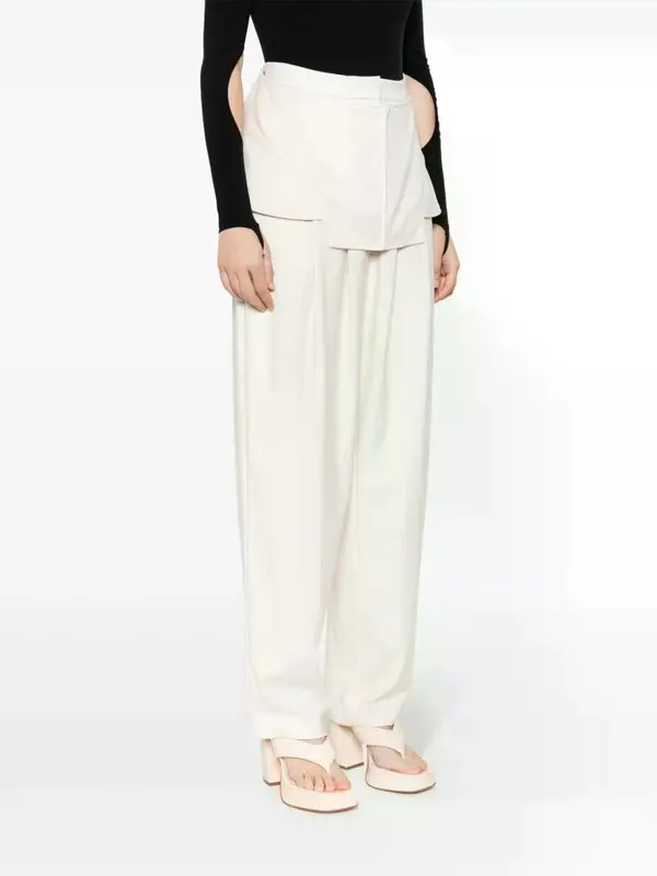 ANDREĀDAMO Layered Detail High-waist Trousers - Neutrals