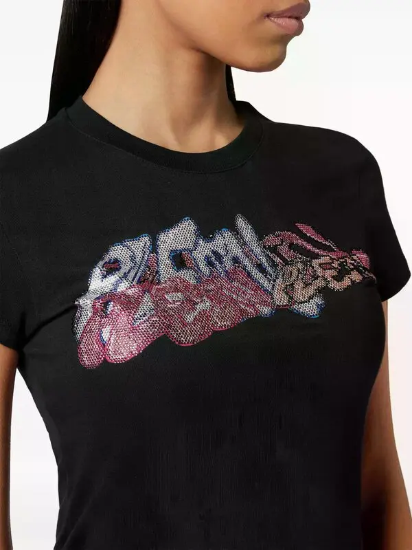 Philipp Plein Crystal-embellished Logo Print T-shirt - Black