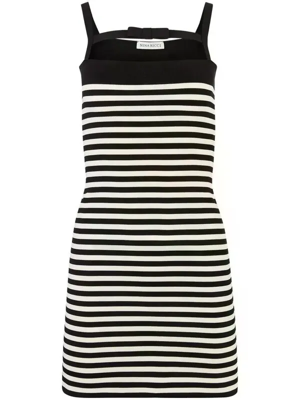 Nina Ricci Stripe Pattern Mini Dress - Black