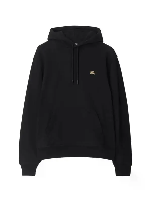 Burberry Knight-stamp Cotton Hoodie - Black