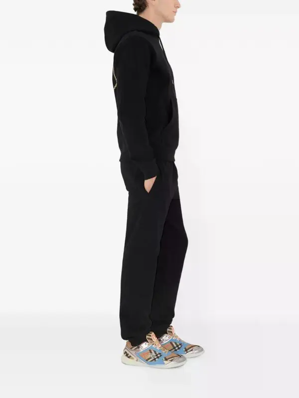 Burberry Knight-stamp Cotton Hoodie - Black