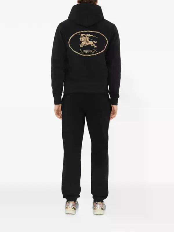 Burberry Knight-stamp Cotton Hoodie - Black