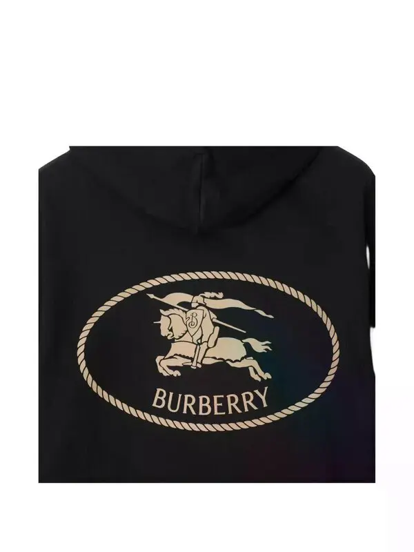 Burberry Knight-stamp Cotton Hoodie - Black