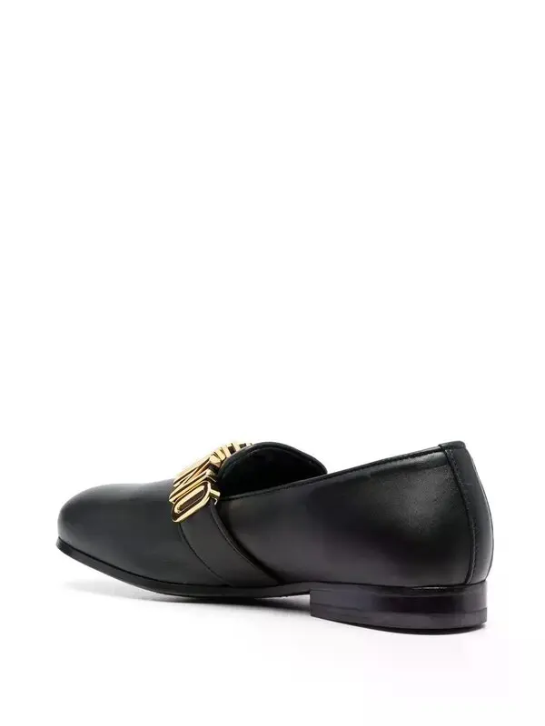 Moschino Plaque Leather Loafers