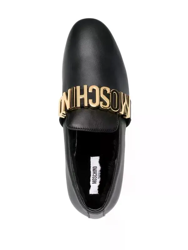 Moschino Plaque Leather Loafers