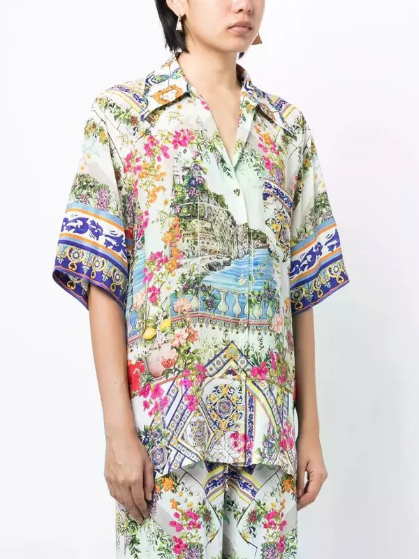 Camilla Graphic-print Silk Shirt