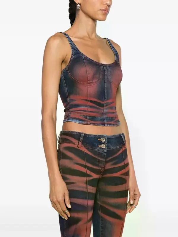 KNWLS Harley Acid Wash Denim Crop Top