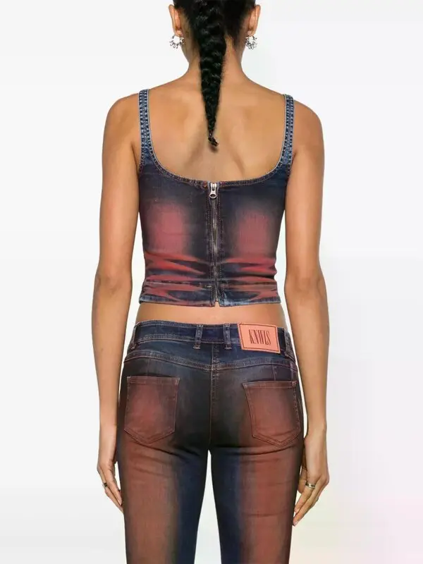 KNWLS Harley Acid Wash Denim Crop Top