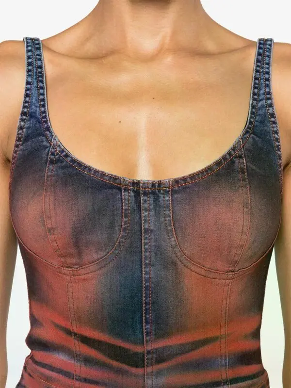 KNWLS Harley Acid Wash Denim Crop Top