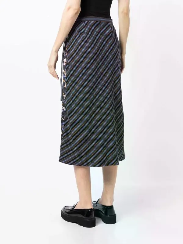 Paul Smith Panelled Stripe And Floral Print Midi Skirt