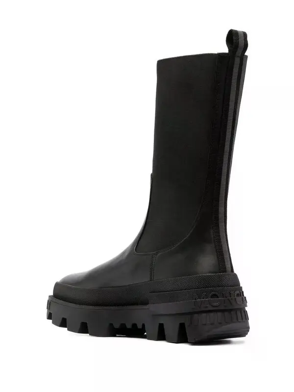 Moncler Calf Leather Panelled Boots - Black