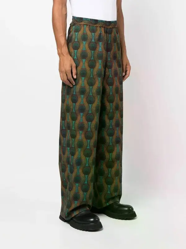 Ozwald Boateng Geometric-print Silk Blend Trousers