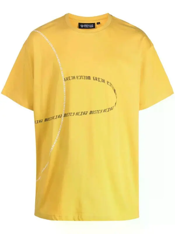 MOSTLY HEARD RARELY SEEN Orbit Slogan-print Cotton T-shirt - Yellow