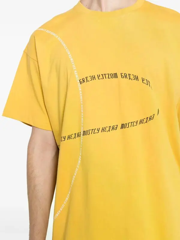 MOSTLY HEARD RARELY SEEN Orbit Slogan-print Cotton T-shirt - Yellow