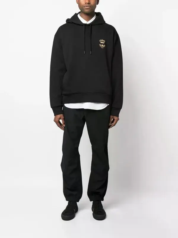 Dolce & Gabbana Embroidered Crown And Bee Cotton Hoodie