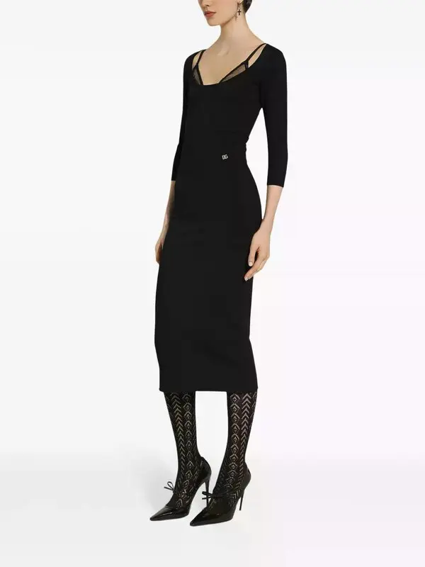 Dolce & Gabbana Logo Plaque Midi Dress - Black