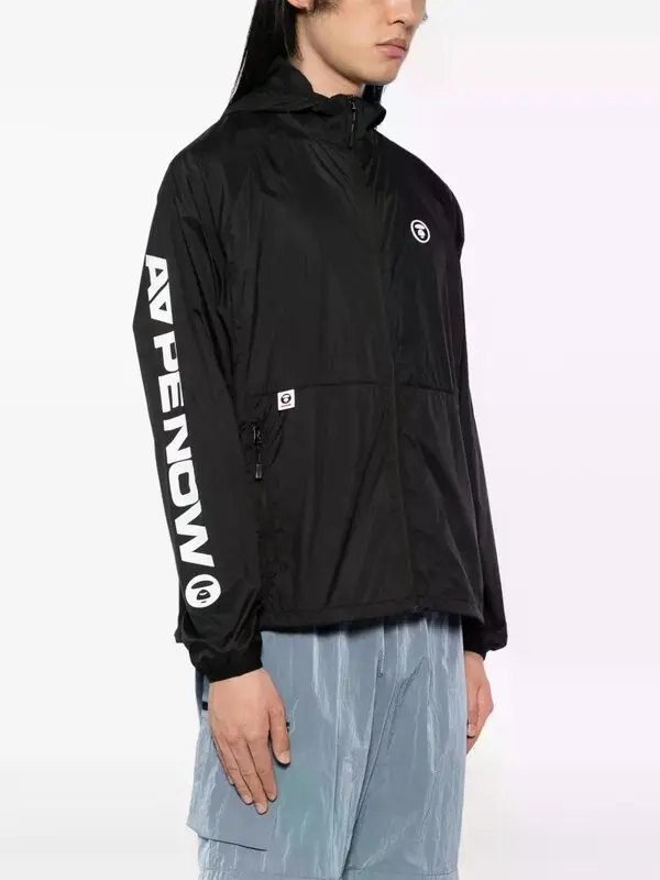 AAPE BY *A BATHING APE Moonface Appliqué Hooded Windbreaker - Black