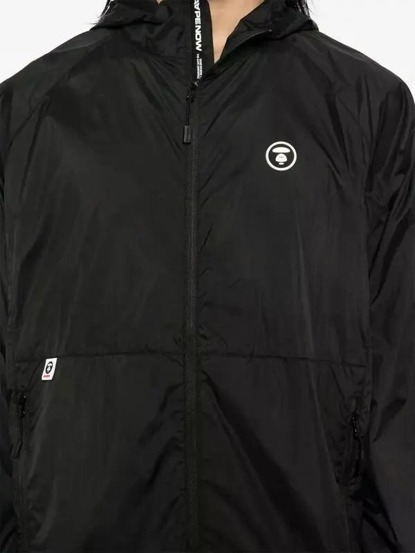 AAPE BY *A BATHING APE Moonface Appliqué Hooded Windbreaker - Black