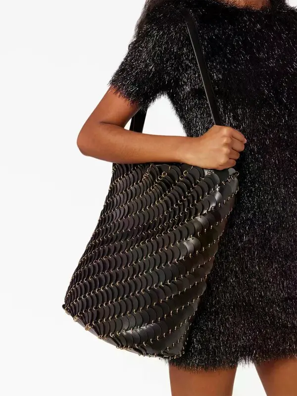 Rabanne Calf Leather Disc Detailing Bucket Bag