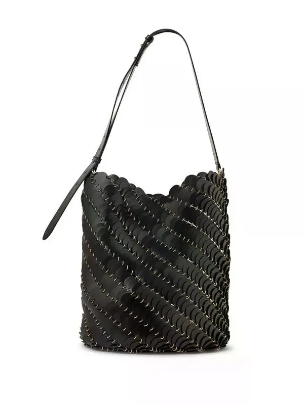 Rabanne Calf Leather Disc Detailing Bucket Bag