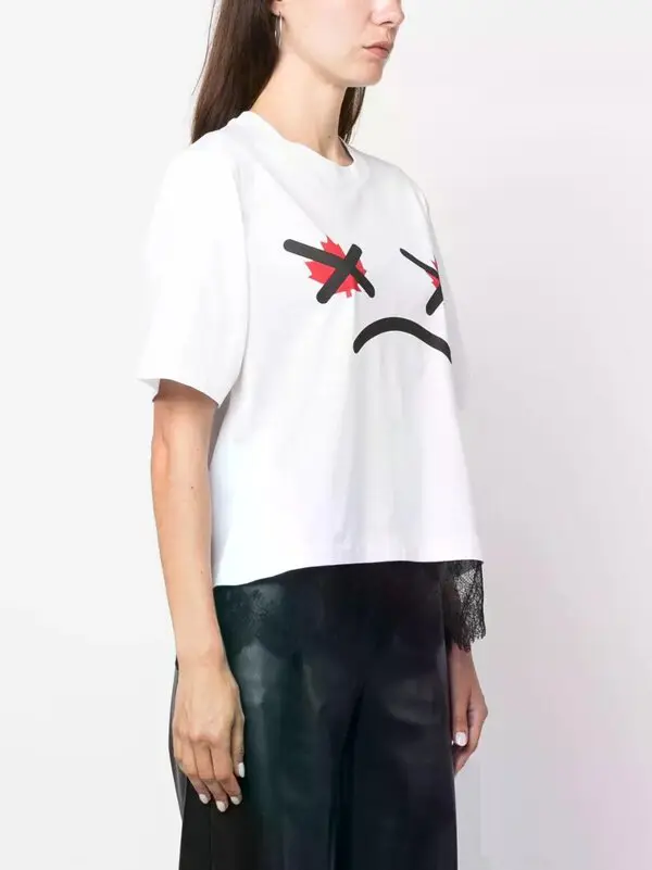 Dsquared2 Lace-trimmed Graphic Print Cotton T-shirt