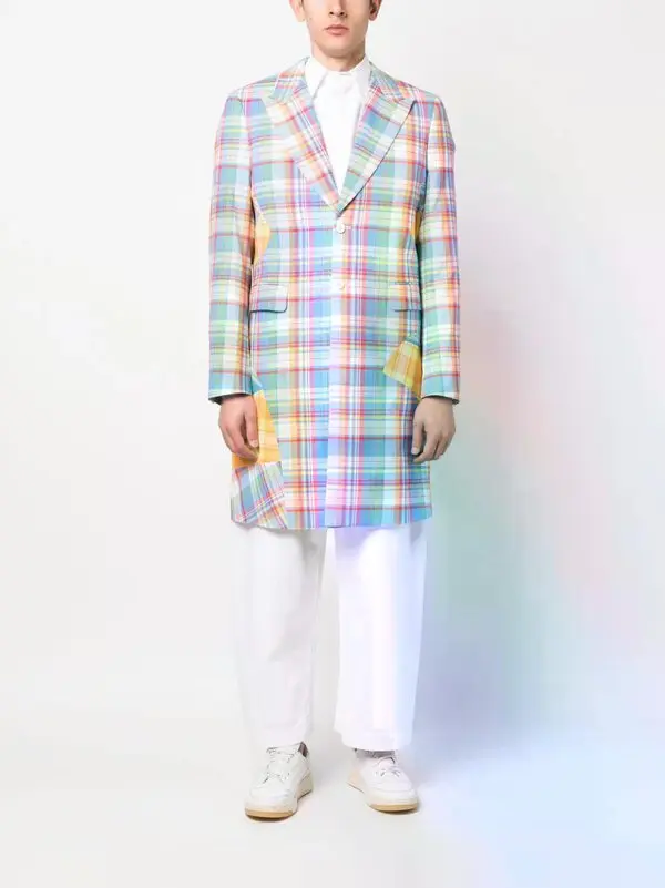 Comme Des Garçons Plaid Patchwork Single-breasted Coat