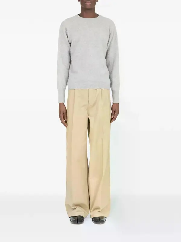 MAISON MARGIELA Crew Neck Cashmere-cotton Jumper - Grey