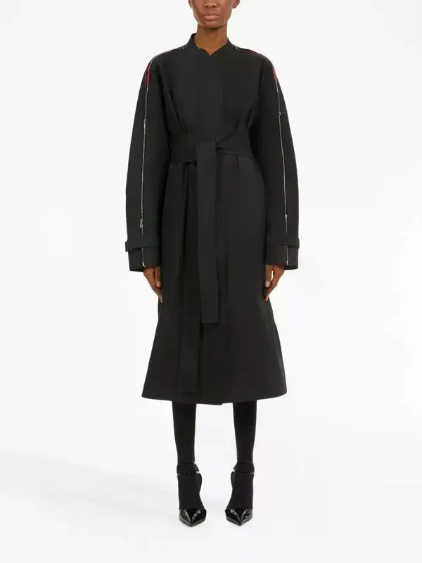 FERRAGAMO Zip Detail Belted Trench Coat