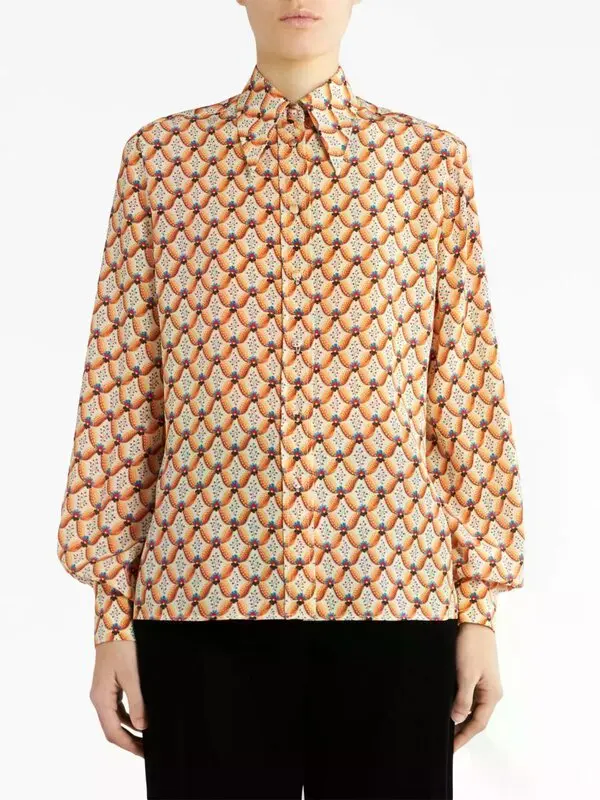 Etro Floral Print Silk Shirt - Brown