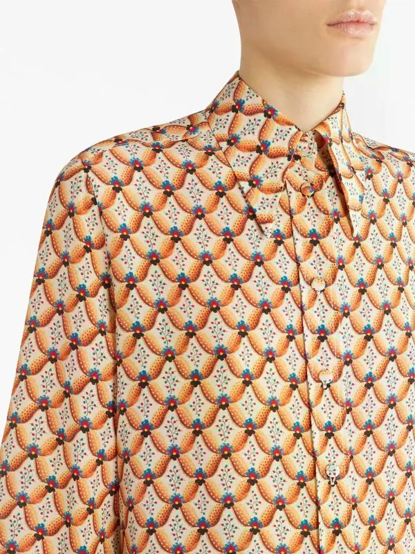 Etro Floral Print Silk Shirt - Brown