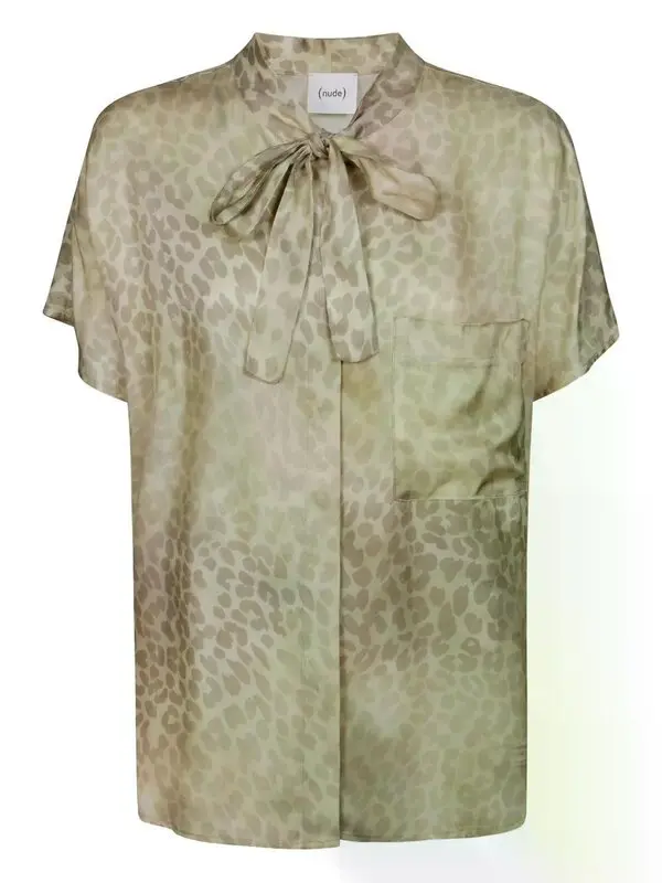 NUDE Animal Print Pussy-bow Shirt - Neutrals