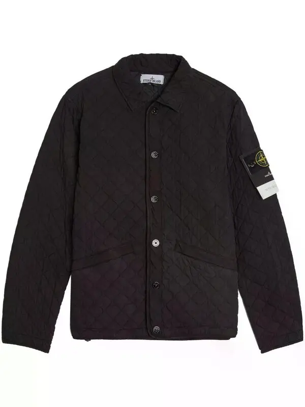 Stone Island Quilted Press-stud Bomber Jacket - Black