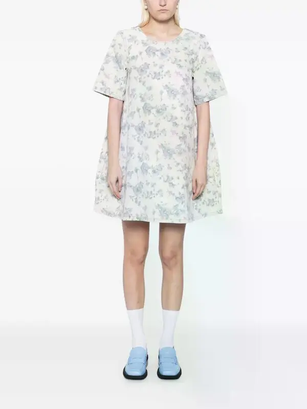 GANNI Floral-print Denim A-line Dress