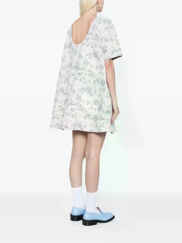 GANNI Floral-print Denim A-line Dress