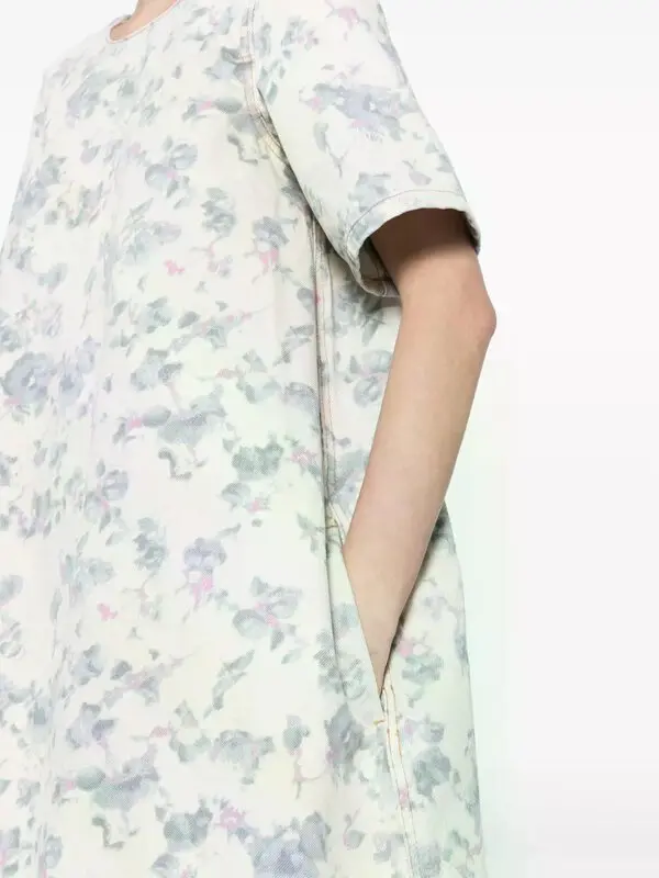 GANNI Floral-print Denim A-line Dress
