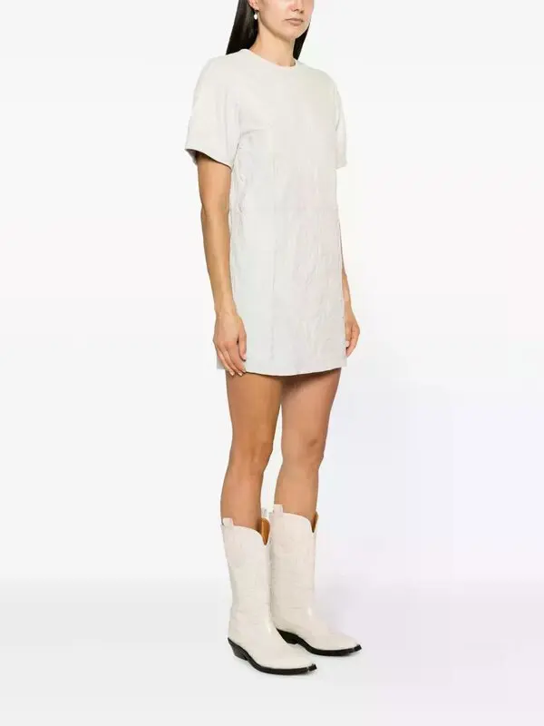 Zadig&Voltaire Riddy Crinkled Leather Mini Dress - Neutrals