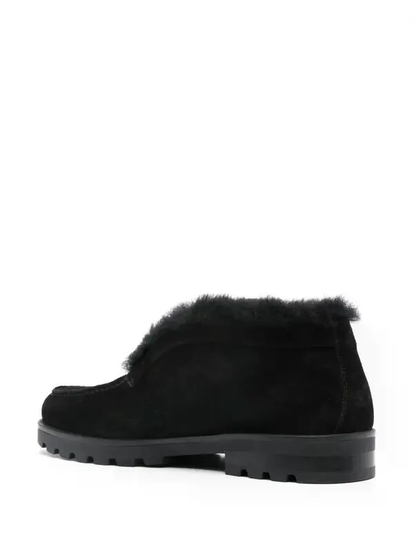 Santoni Desert Suede Loafers With Shearling Lining