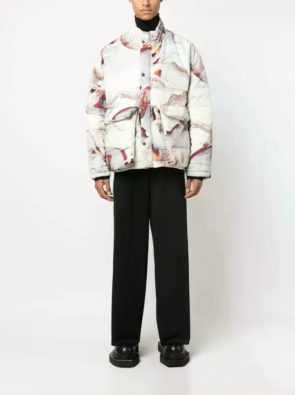Henrik Vibskov Tabasco Graphic-print Padded Jacket - Neutrals