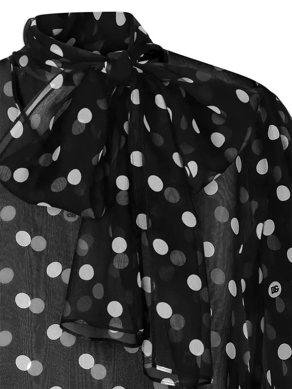 Dolce & Gabbana Polka Dot Print Pussy-bow Shirt