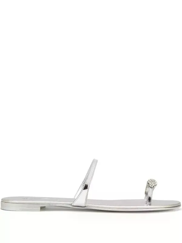 GIUSEPPE ZANOTTI Crystal-embellished Leather Ring Sandals - Silver