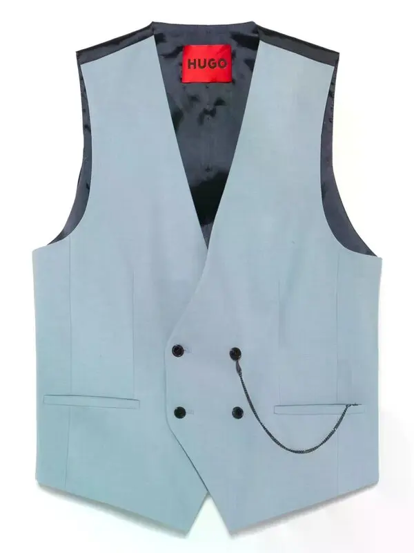 Hugo Panelled Double-breasted Waistcoat - Blue